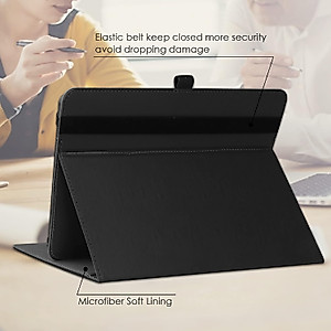 HGWALP Universal 9",9.7",10.1",10.2",10.5",10.9",11" Tablet Case,Multi-Viewing Angels Stand Folio Case Cover with Handstrap for for iPad, Samsung,Other 9-11 inch Tablet,Black