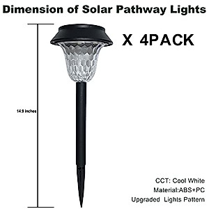 4 Pack Christmas Solar Pathway Lights Cool White Solar Path Lights Outdoor Auto On/Off Lights Waterproof Christmas Garden Lights Solar Landscape Lighting for Pathway, Garden, Driveway, Backyard Decor