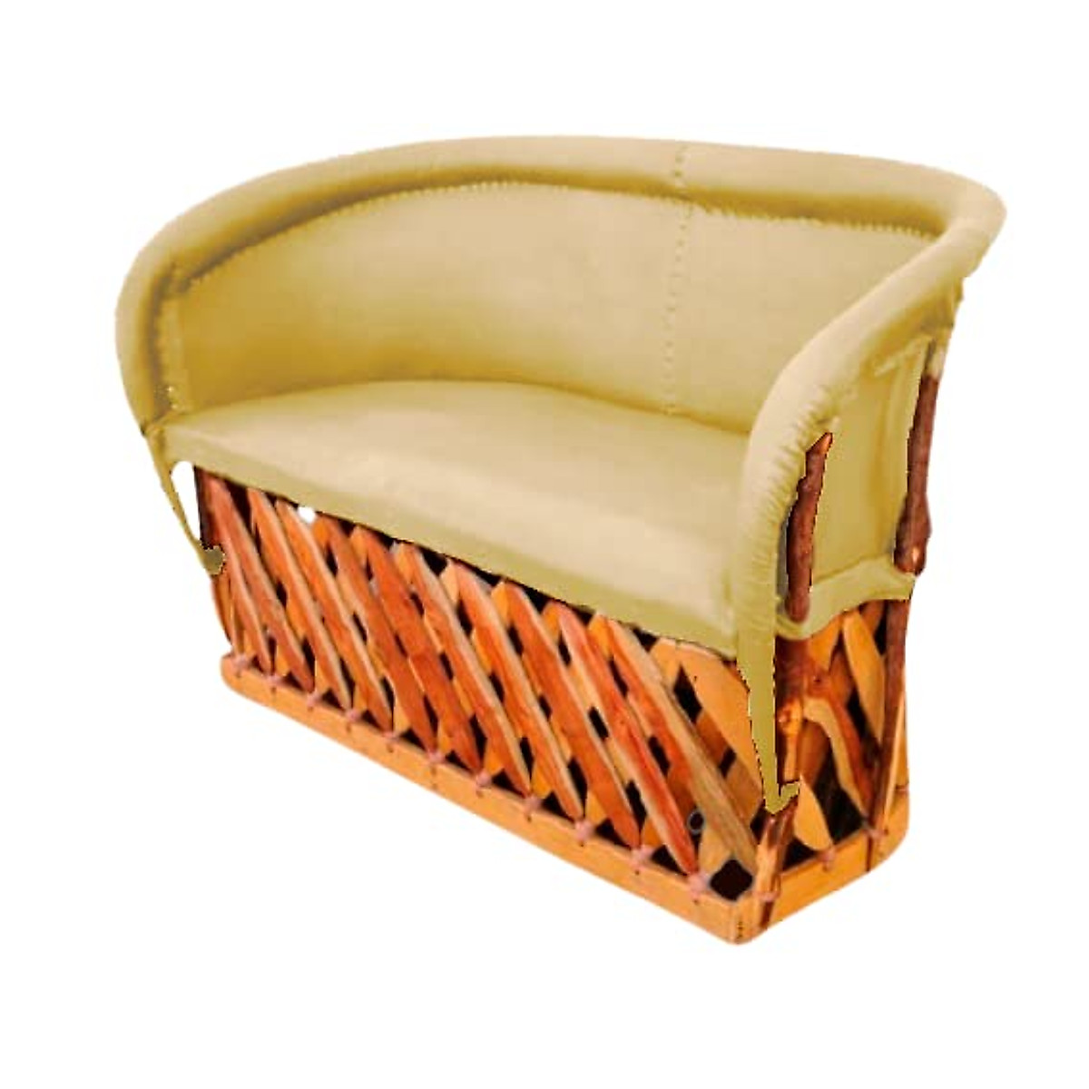 Love Seat Equipal Mueble Hecho a Mano por Equipales San Jose Color Beige Mexicano Estilo Tradicional Ideal para tu hogar, casa, jardín, oficina, restaurante, hotel, bar, playa, sala, comedor, recámara