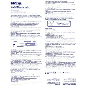 Nuby Digital Thermometer - Accurate Oral, Underarm & Rectal Use Thermometer with Hygienic Cover