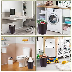 Sumnacon Round Leather Waste Basket,Small Classic PU Trash Garbage Can Under Desk Cabinet, Contemporary Wastebasket Bin for Home Office Laundry Room Living Room Bathroom Office,Brown