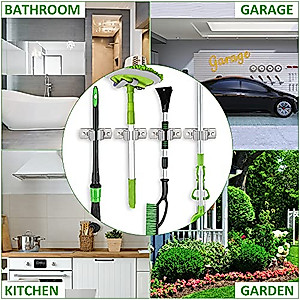 Broom and Mop Holder Wall Mount Heavy Duty Stainless Steel Broom Holder Wall Mounted Broom Organizer Home Garden Garage Storage Rack (4PCS-1Rack)