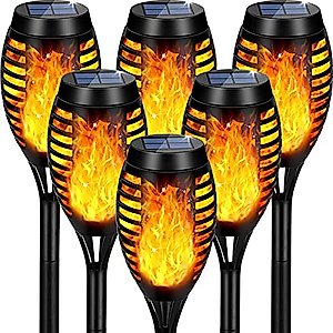 Tancuzo Solar Lights Outdoor Waterproof, Upgraded 6 Pack Solar Torch Light with Flickering Flame for Garden Decor, Mini Solar Outdoor Lights LED Tiki Torches for Outside Patio Yard Pathway Decoration