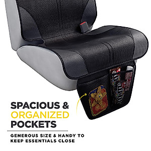 Car Seat Protector For Child Car Seat, Car Seat Protection For Baby Carseat, Non-Slip Seat Protector Under Baby Car Seat, Thick Padding Seat Cover For Car Seat With 2 Mesh Storage Pockets, 2 Pack