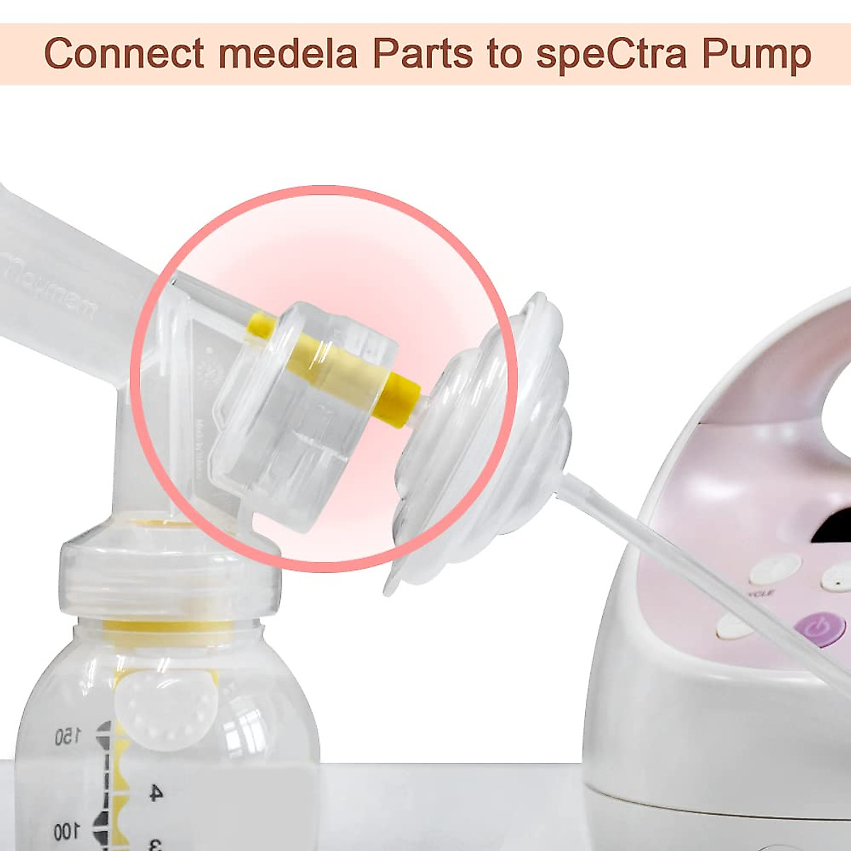 Maymom Flange Adapter Compatible with Spectra S2, Spectra S1, Compatible with Most Medela Breastshield; Connects Pump in Style and Spectra Backflow Protector; 2 Valve to Replace Spectra Duckbill Valve