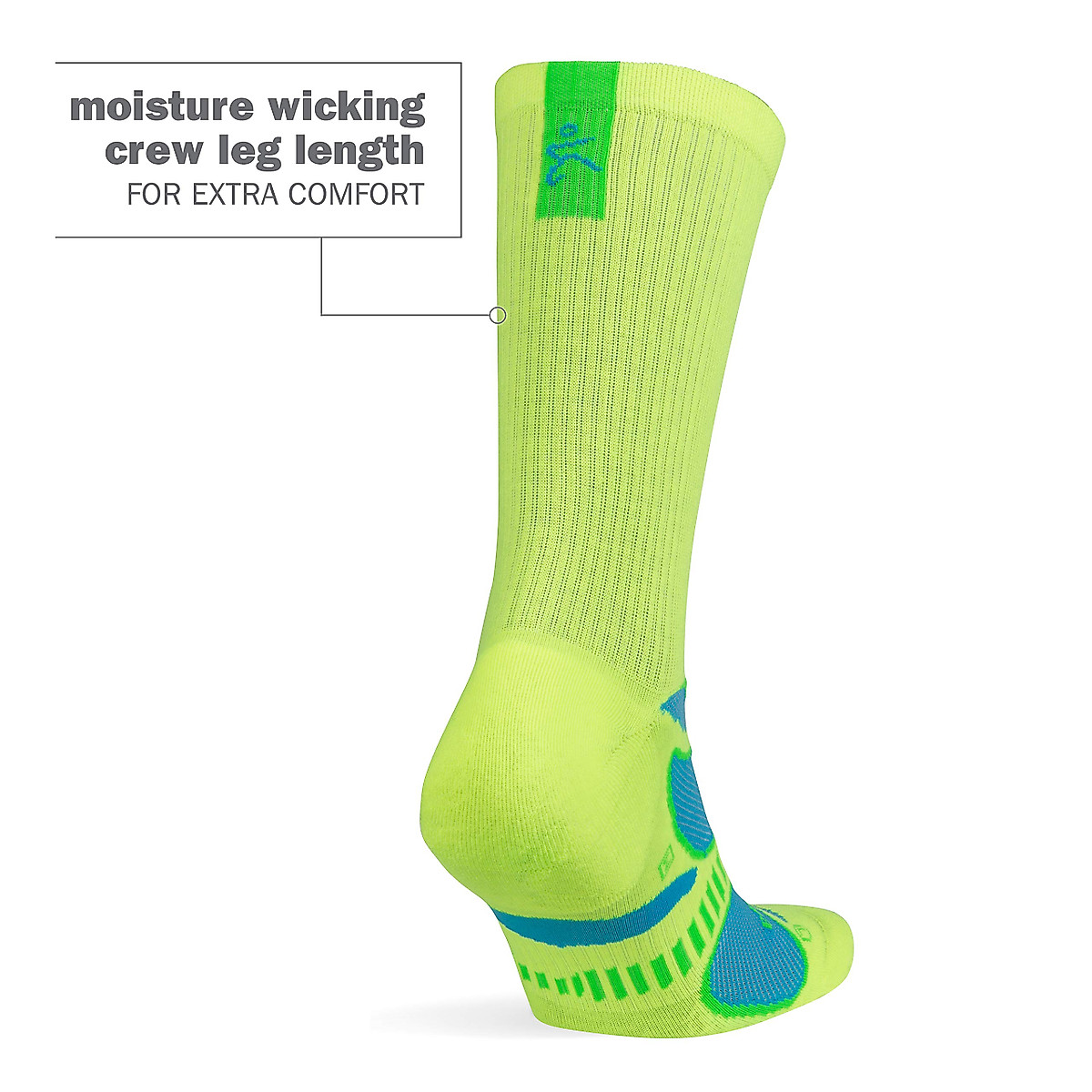 Balega Ultralight Lightweight Performance Crew Athletic Running Socks for Men and Women (1 Pair), Neon Lime, Medium