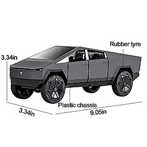 EROCK 1:24 Scale Cybertruck Model Toy Pull Back Pick-Up Truck with Sound and Light, Alloy Diecast Truck Toys for Kids Gift or Vehicles Model Collection Enthusiasts (Matte Black)