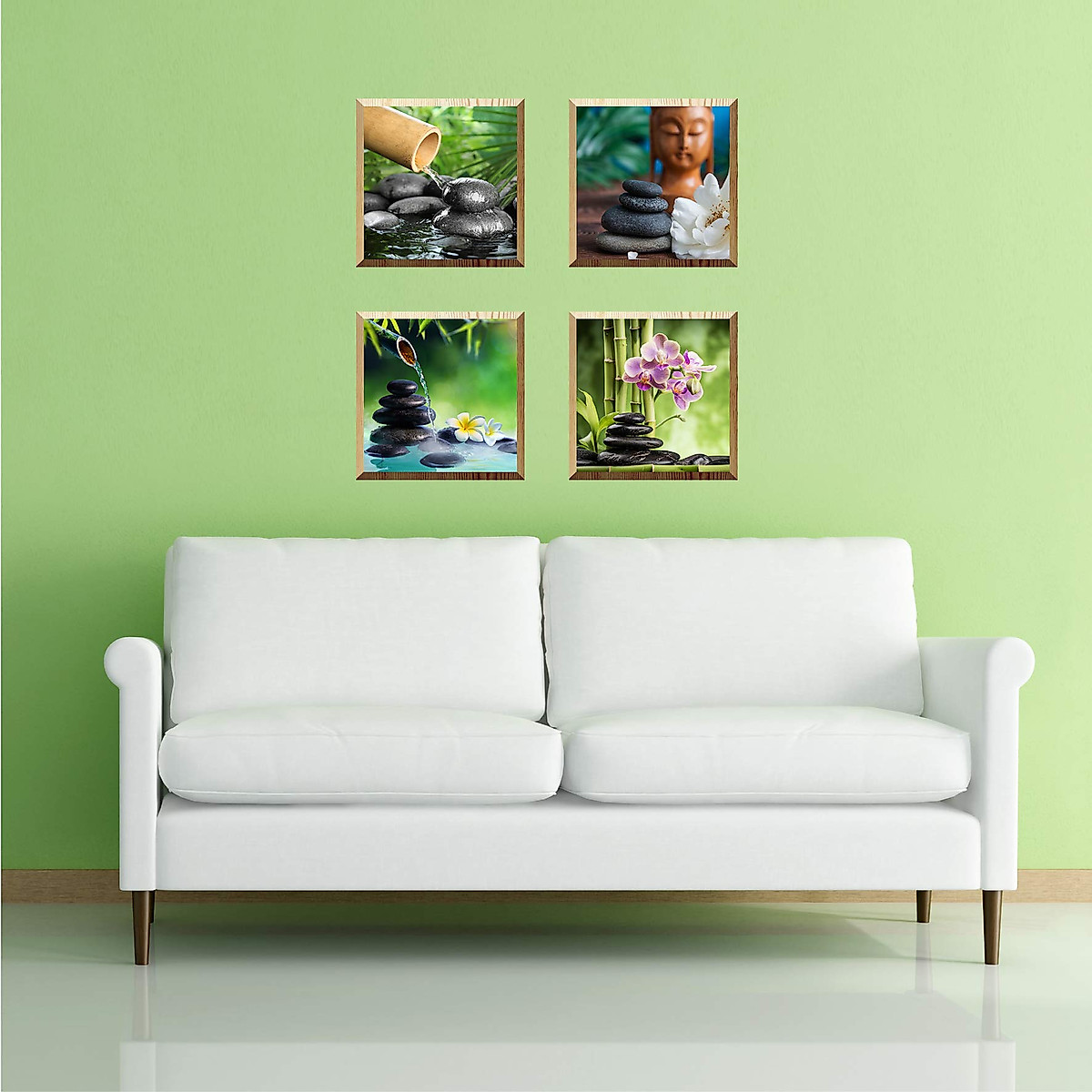 3D-Mirage 4 PC Pack Art Magic Peel and Stick 3D Vinyl Removable Wall Sticker Decals DIY Sticky Backsplash, Zen Garden Stone 4008-MI