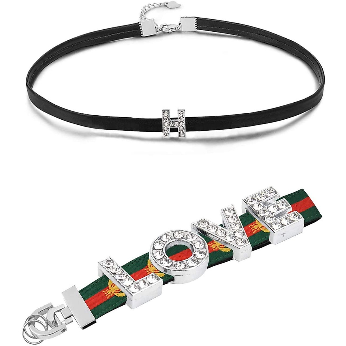 AUEAR, 52 Pack Silver A-Z 8mm Full Rhinestone Slide Crystal Alphabet Alloy Letter Charm for Bracelets Necklace Wristbands DIY Jewelry Making