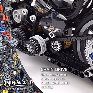 Nifeliz Knuckle Chopper Motorcycle Building Kit (451 Pieces)