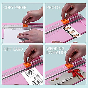 Portable Paper Cutter Guillotine Paper Trimmer Scrapbooking with Security Safeguard for Standard Cutting of A2 A3 A4 A5 Paper, Photos or Labels - Pink