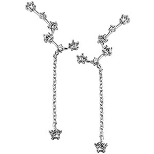 MignonandMignon Cubic Zirconia Crystal Star Stud Ear Crawler Little Dipper Dangle Earrings in Gold, Rose Gold (Silver) Mother's Day Gift - ECLD