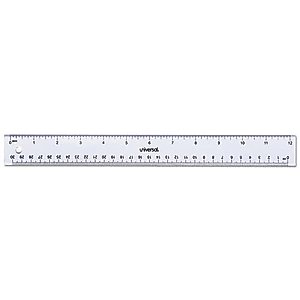 Universal UNV59022 12 in. Plastic Standard/Metric Ruler - Clear