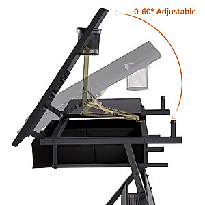 Yaheetech Art Craft Table Drawing Table Height Adjustable Drafting Desk Work Station with Tiltable Tabletop w/Stool and 2 Storage Drawers for Reading, Writing,Studying