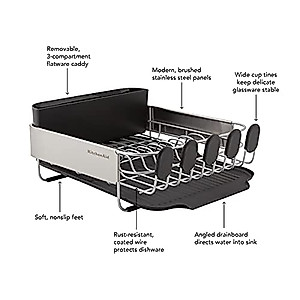 KitchenAid Compact Stainless Steel Dish Rack, 16.06-Inch, Black