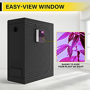 iPower 24"x47"x59" Mylar Hydroponic Water-Resistant Grow Tent with Observation Window and Removable Floor Tray for Plants Seedling, Propagation, Blossom