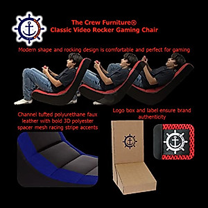 THE CREW FURNITURE Classic Video Rocker Gaming Chair, Kids and Teens, Black/Blue