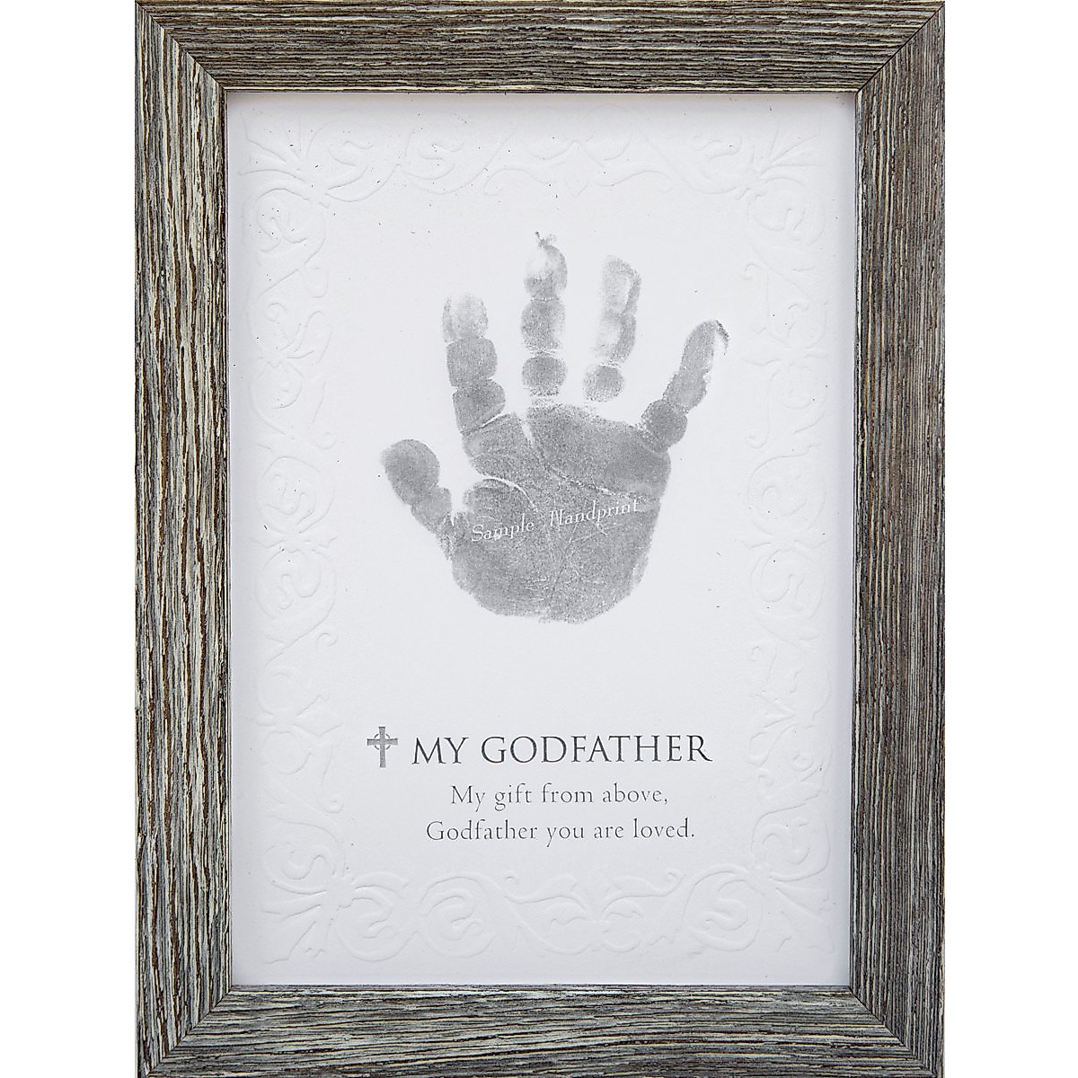 The Grandparent Gift Godfather Godchild Handprint Frame, Grey