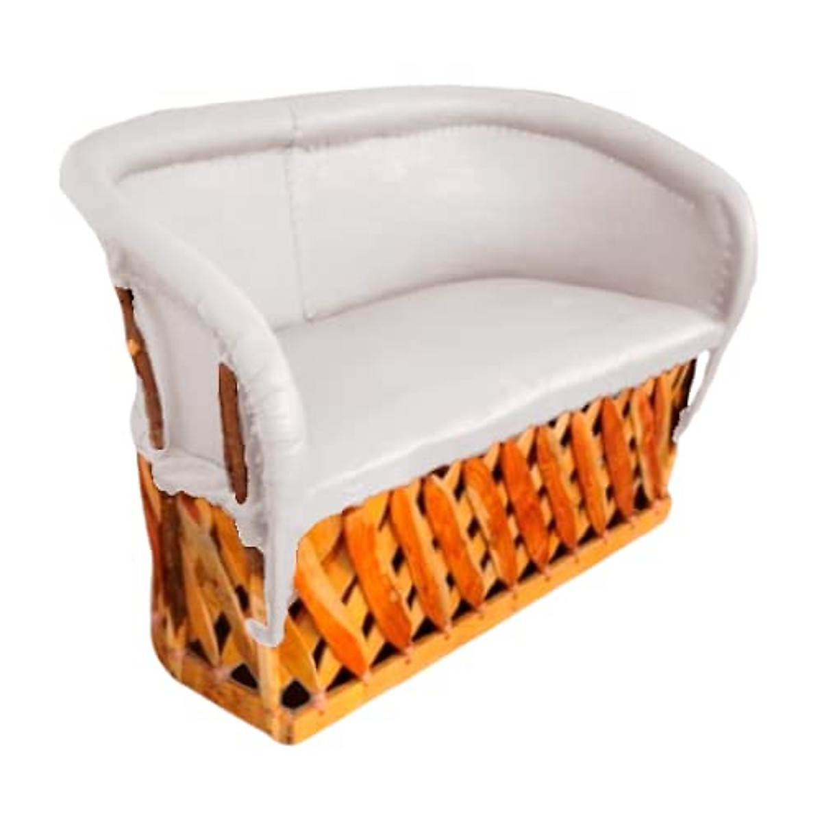 Love Seat Equipal Furniture Handmade By Equipales San Jose White Color Mexican Traditional Style Ideal for your home, house, garden, office, restaurant, hotel, bar, beach, living room, bedroom