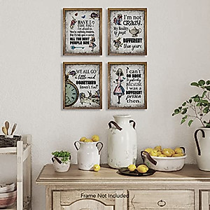 Alice in Wonderland Wall Art Decor - Alice Inspirational Saying Quotes Poster Prints Room Decor, Motivational Wall Art for Alice Fans, Self Affirmation Gift for Women Teen Girl Cheshire Cat Mad Hatter