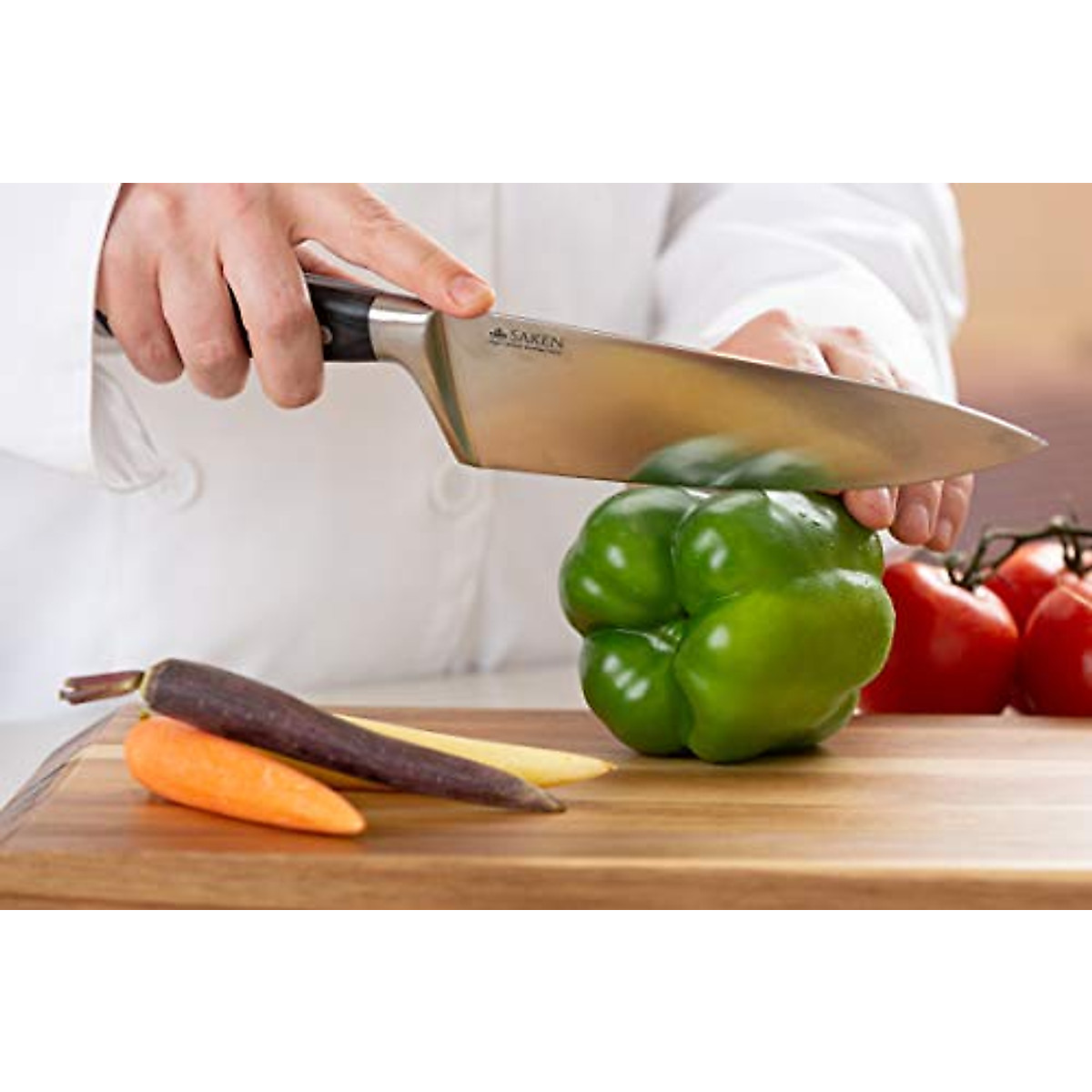 Saken Chef Knife and Paring Knife Set - 2-piece Professional Kitchen Knife Set with Ultra-Sharp, High-Carbon German Steel Blade and Ergonomic Wooden Handles - 8" Chef Knife, 3.5" Paring Knife