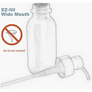 Clear Glass Soap Dispenser with Chrome Metal Pump - Wide Mouth 16oz Glass Bottle Includes Non Slip Bottom and Counter top Protector. (Clear/Chrome)