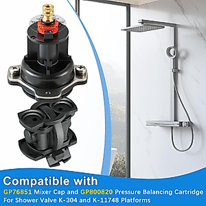 GP876851 Mixer Cap and Pressure Balancing Cartridge Kit, for Kohler Shower Valves K-304 and K-11748 Platforms, Shower Valve Cartridge Replacement Repair Kit, Include GP77759 and GP800820