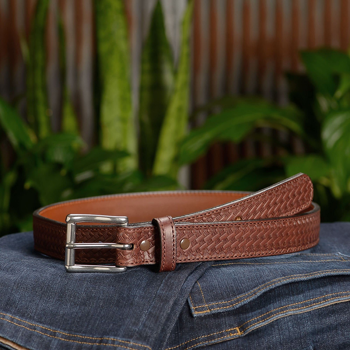 Bullhide Belts Mens Leather Belt for Casual Dress, 1.50" Wide 1.50" Wide, Brown, 38 Inches