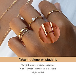 EVERNOIR Luxurious 14K Gold Band Ring for Women, Tarnish-Free and Non-Fading, Ideal for Wedding, Stackable Style - Size 7