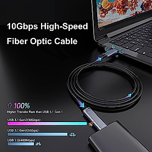 DWLCWY Fiber Optic USB C to USB C Cable(50ft),High Speed 10Gbps USB 3.2 Gen2 Active Optical Cable for VR, Webcam, Laptop,Camera,Projector etc