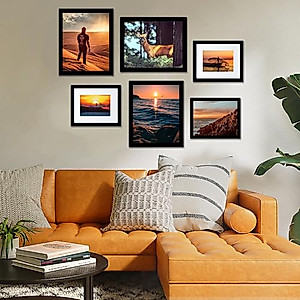 DUENPY 11x14 Picture Frame 8 Pack, Photo Frame for Wall Gallery Decor, Display Pictures 8 x 10 with Mat or 11 x 14 Without Mat, Black.