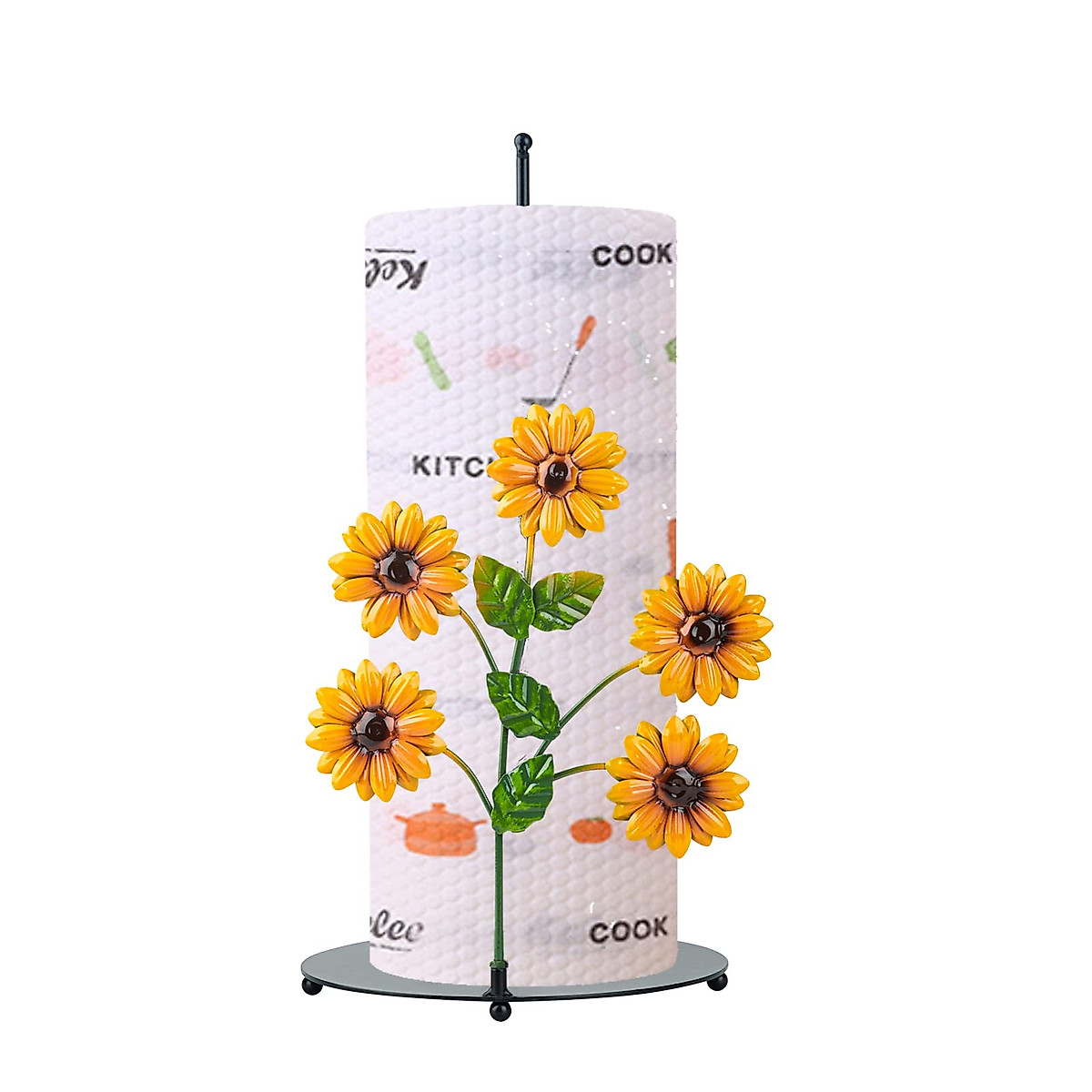 Sunflower Paper Towel Holder Countertop Black Paper Towel Holder Stand Kitchen Paper Towels Holder Papertowel Holder Standing Paper Towel Holder Weighted Paper Towel Holder without Paper Towel