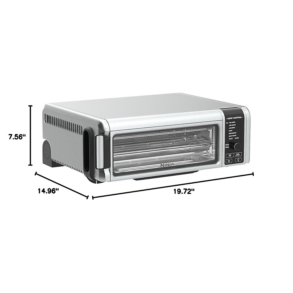 Ninja SP101 Digital Air Fry Countertop Oven with 8-in-1 Functionality, Flip Up & Away Capability for Storage Space, with Air Fry Basket, Wire Rack & Crumb Tray, Silver
