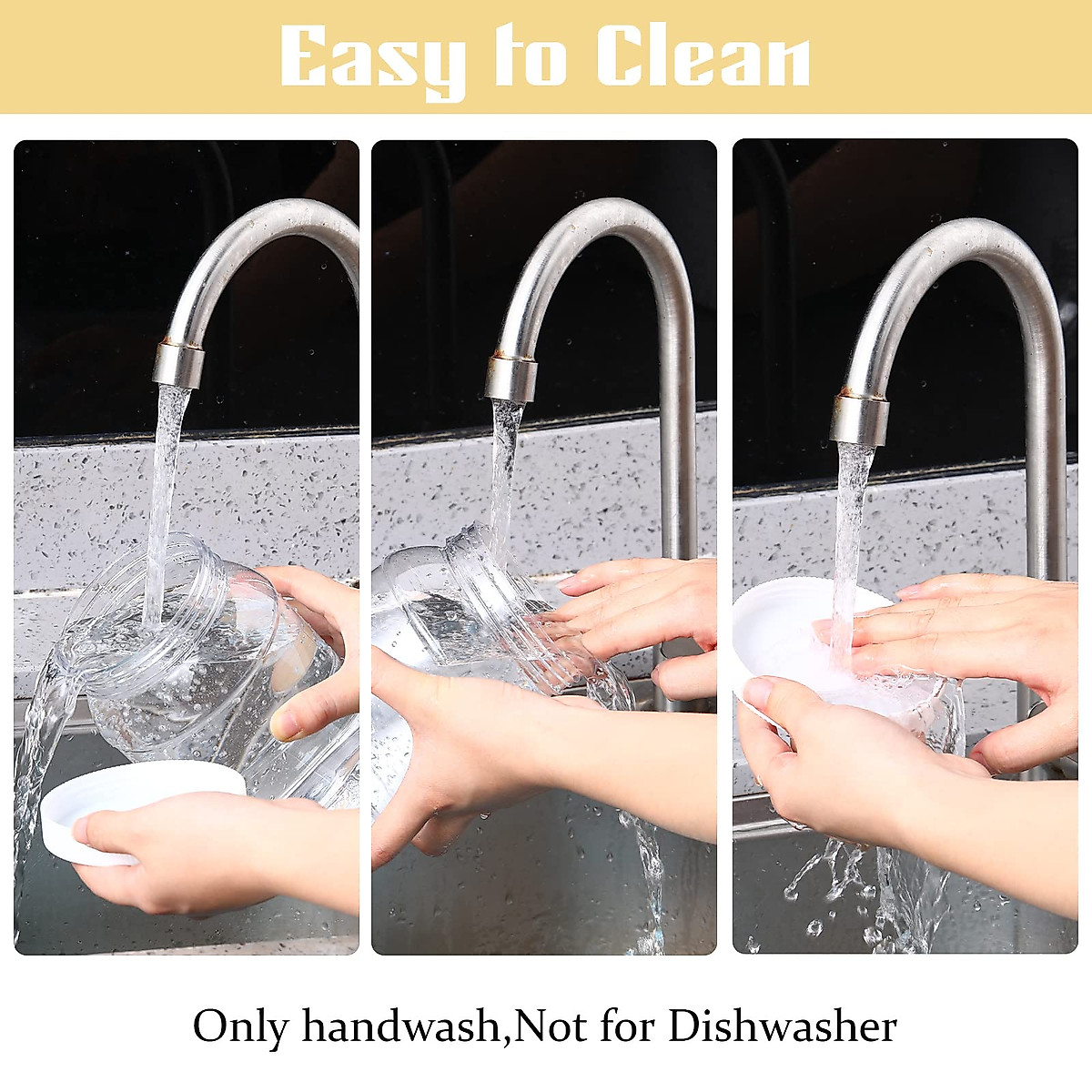 Tanlade 16 Pack 34 oz Plastic Jars with Lids Clear Storage Container Wide Mouth Large Empty Food Mason Jars for Crafts Dry Food Butter Honey Storage