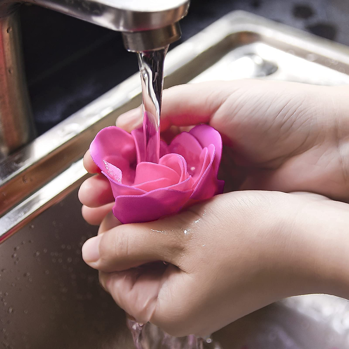 Bath Soap Rose Flower - Rose Petals for Bath, Floral Scented Rose Soap Petals Body Soap in Gift Box for Valentine's Day Anniversary Birthday Mothers Day, Gifts for Her (18 Pcs/Box Gradient Pink)