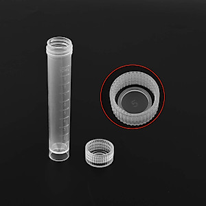 Bluecel 10ml Lab Plastic Frozen Test Tube Vial Seal Ring Container with Screw Caps and Scale (50)