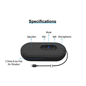 USB Speakerphone, Conference Computer Speaker with Microphone for Virtual Meetings, 360° Voice Pickup, Echo CancellationNoise Reduction, Plug and Play, Compatible with Zoom, Teams, Skype and more
