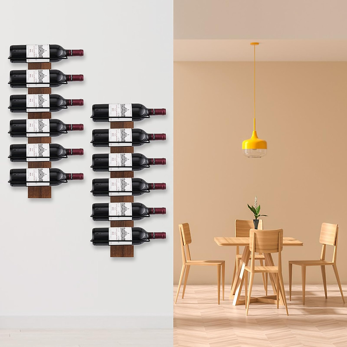 CBYJK Wine Rack Wall Mounted, Wall Wine Rack for 12 Wine Bottles, Wood Wine Racks for Wall, Wall Mounted Wine Rack for Bar, Cellars, Kitchen, Dining Room
