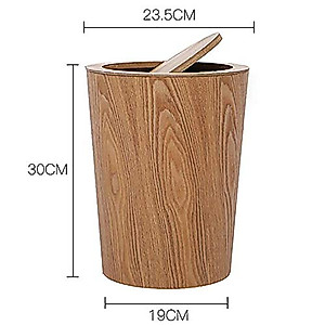 Wood Trash Can with Swing Lid,Round Kitchen Garbage Can,Japanese Small Waste Bin Wastebasket for Office Bathroom Livingroom B 19x19x30cm(7x7x12inch)