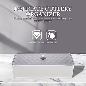 Zerodeko Chopsticks Case with Lid Chopsticks Container Cutlery Case Cutlery Holder Box Kitchen Utensils Gadgets Storage Organizers White