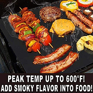 GRILLART Grill Mat with Holes - 100% Non-Stick 600 Degree BBQ Grill Mats (Set of 2) - Heavy Duty, Reusable, Easy to Clean Barbecue Grilling Mat Accessories - Works on Electric Grill Gas Charcoal BBQ