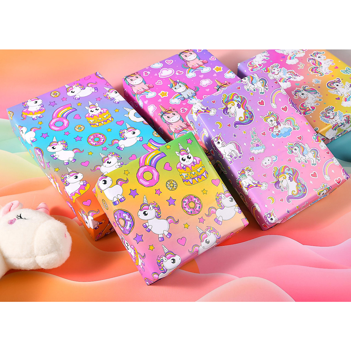 Sikiweiter Unicorn Wrapping Paper - Unicorn Wrapping Paper Birthday Girl, 8 Sheets Princess Wrapping Paper, 19.7 x 27.6 Inches Per Sheet