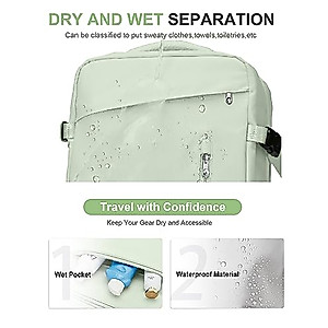 Large Travel Backpack for Women Carry On Airline Flight Approved Expandable Work Personal Item size Backpack Bag with Laptop compartment for College Men Waterproof Hiking Mochila de Viaje MintGreen
