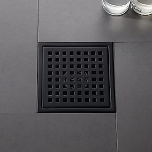 SISEHO 6 Inch Shower Drain Brushed Gold With Adjustable Shower Drain Base Flange SUS304 Stainless Steel Floor Drain Cover Removable Mesh Grille