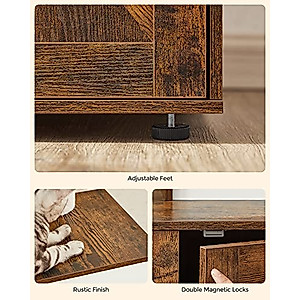 Feandrea WoodyWonders Cat Tree with Litter Box Enclosure, 2-in-1 Modern Tower, Furniture Hidden, Cat Condo with Scratching Posts, Removable Pompom Sticks, Rustic Brown UPCT113X01