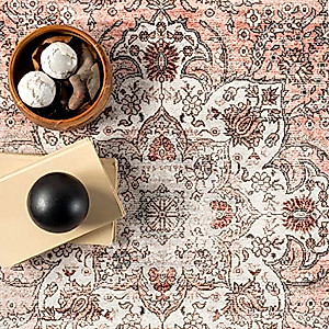 nuLOOM CIA Floral Stain-Resistant Machine Washable Area Rug, 8x10, Pink