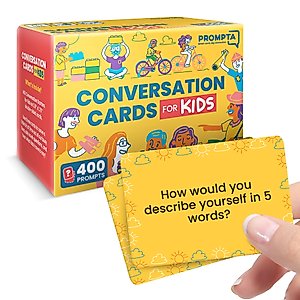 Conversation Cards for Kids – 400 Fun Conversation Starters for Family Game Night or Dinner – Road Trip Must Haves Travel Games for Kids Age 8-12 – Connect and Build Social Emotional Learning Skills