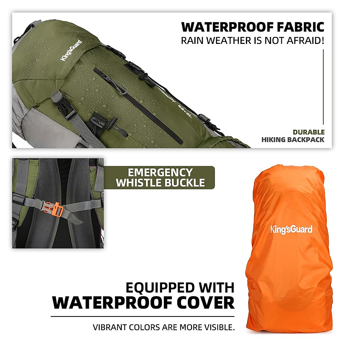 HongXingHai 70L Camping Hiking Backpack with Rain Cover Waterproof Backpacking Backpack for Hiking Treeking Climbing Outdoor (ArmyGreen)