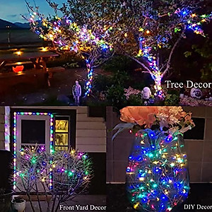 QITONG 2 Pack Upgraded PVC Solar Fairy Lights, Each 33ft 100 LED Multicolor Solar String Lights Outdoor Waterproof, 8 Modes Solar Christmas Twinkle Lights