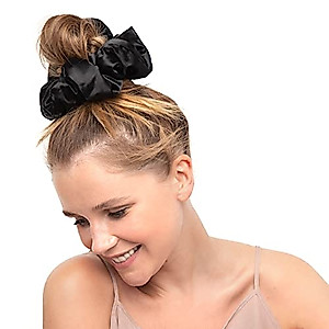 Kitsch Satin Hair Scrunchies for Women - Softer Than Silk Scrunchies for Hair | Satin Scrunchies for Girls & Stylish Satin Hair Ties for Women | Cute Satin Hair Scrunchie for Styling, 2 pc (Black/Gold)